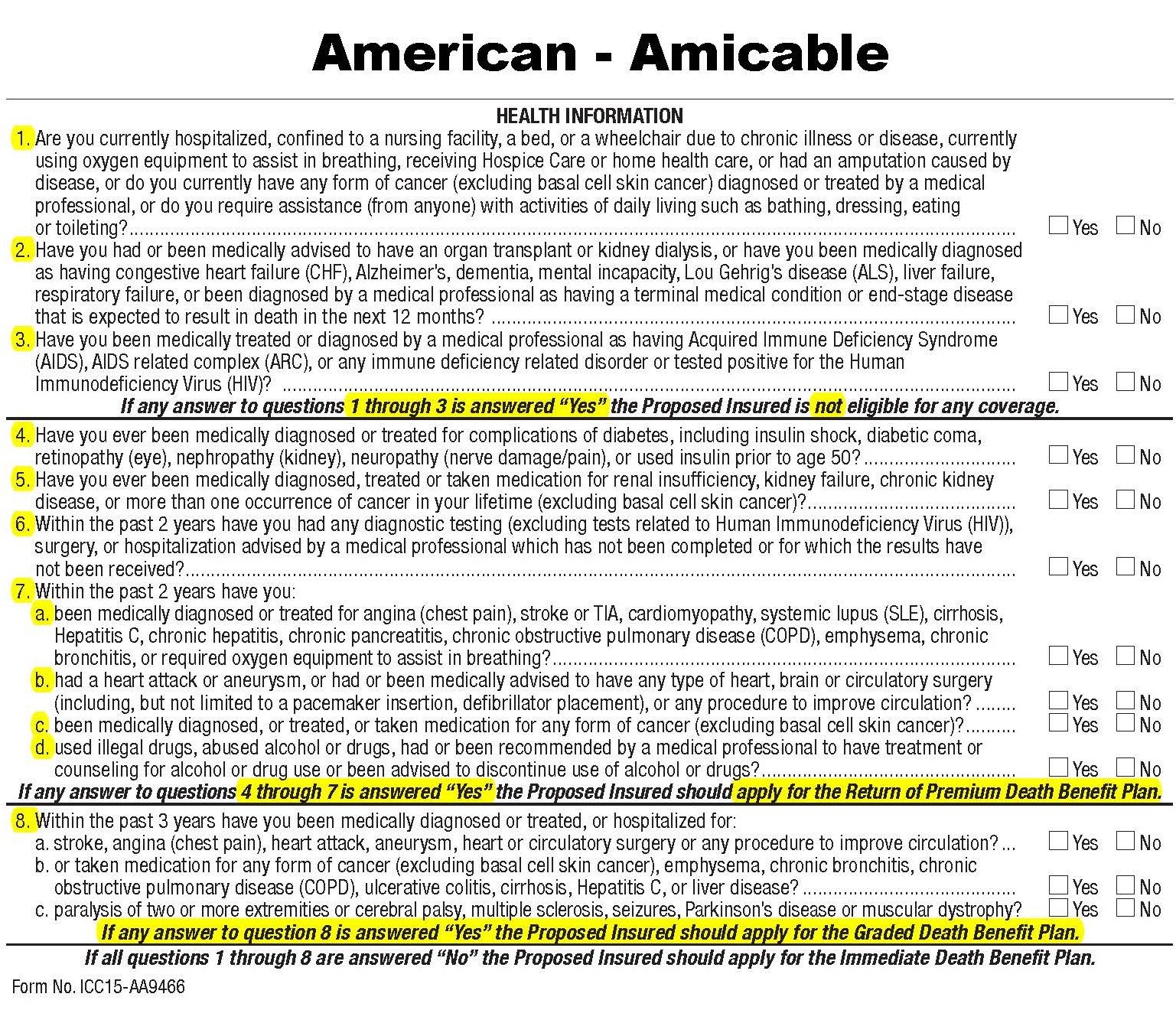 TZG SAF Carrier Am-Am Senior Choice Health Questions - Trainings by TZG SAF